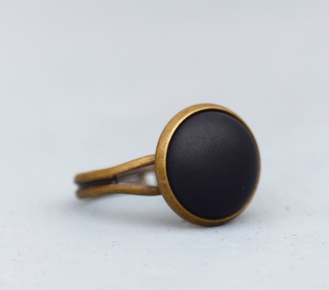 Basic Ring With Matte Black Stone - Etsy