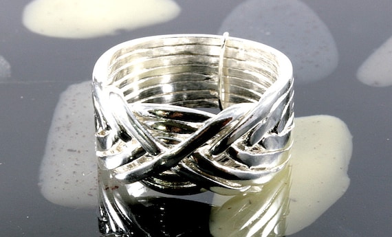 Puzzle ring in 925 Sterling silver 8 bands fine design | Etsy