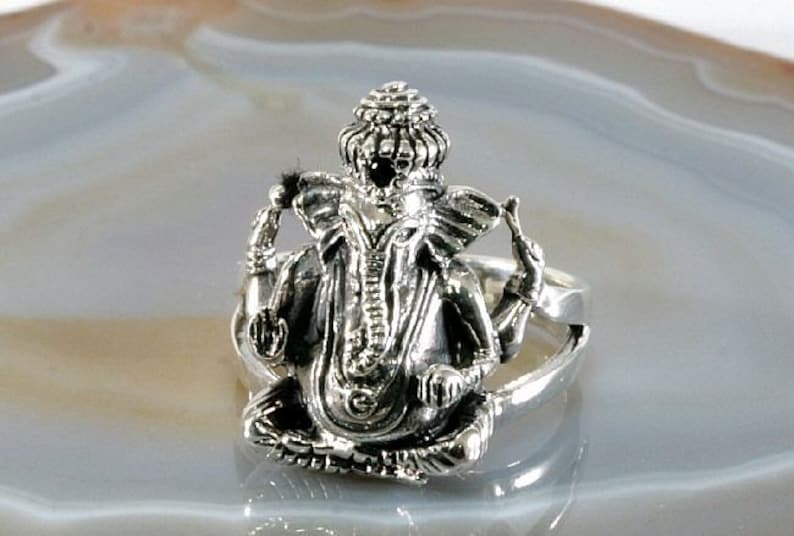 Lord Ganesh Ring 925 Sterling Silver With a Small Ruby - Etsy