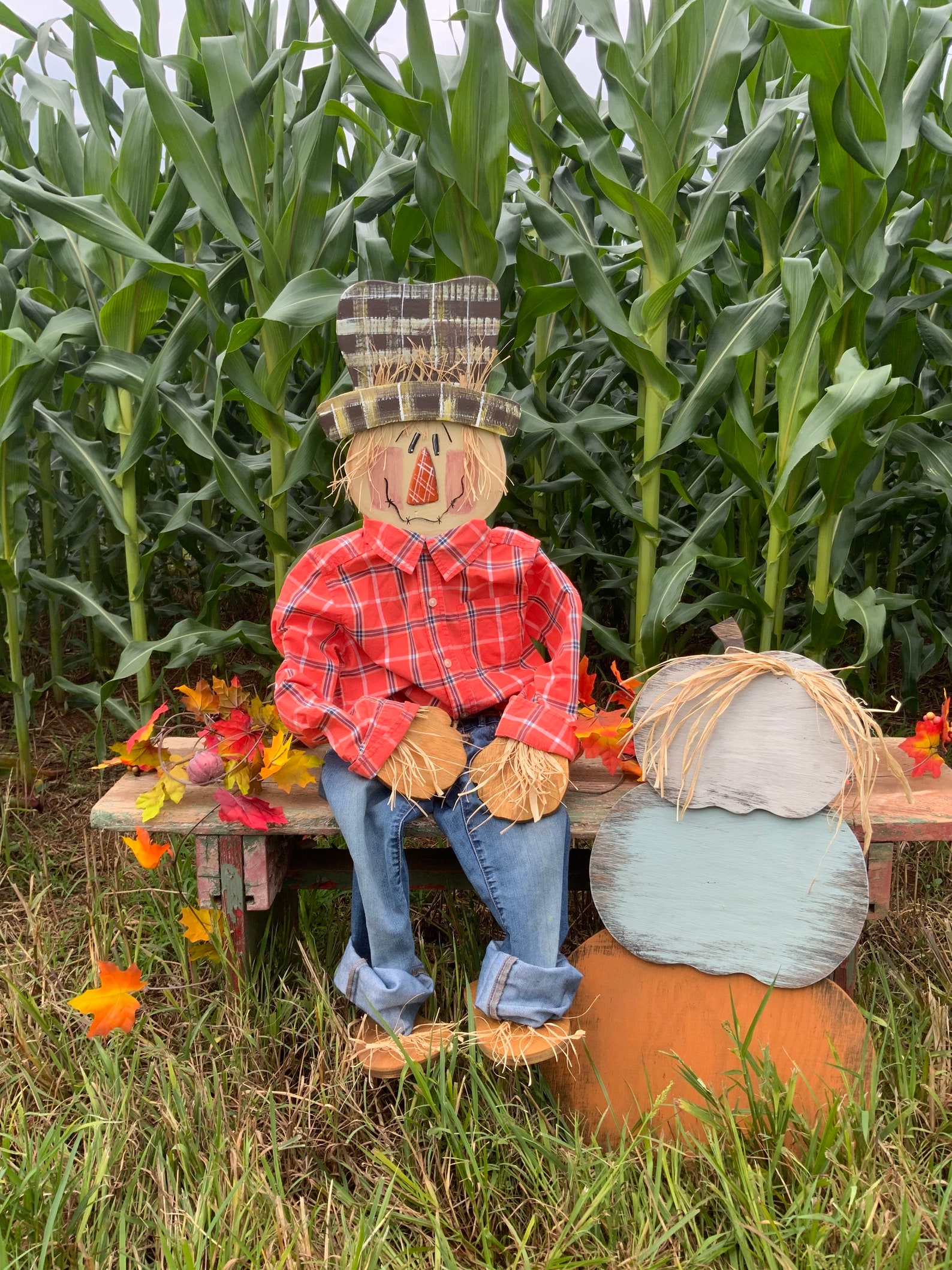The Original Scarecrow Sitter Sitting Scarecrow Wooden Fall - Etsy