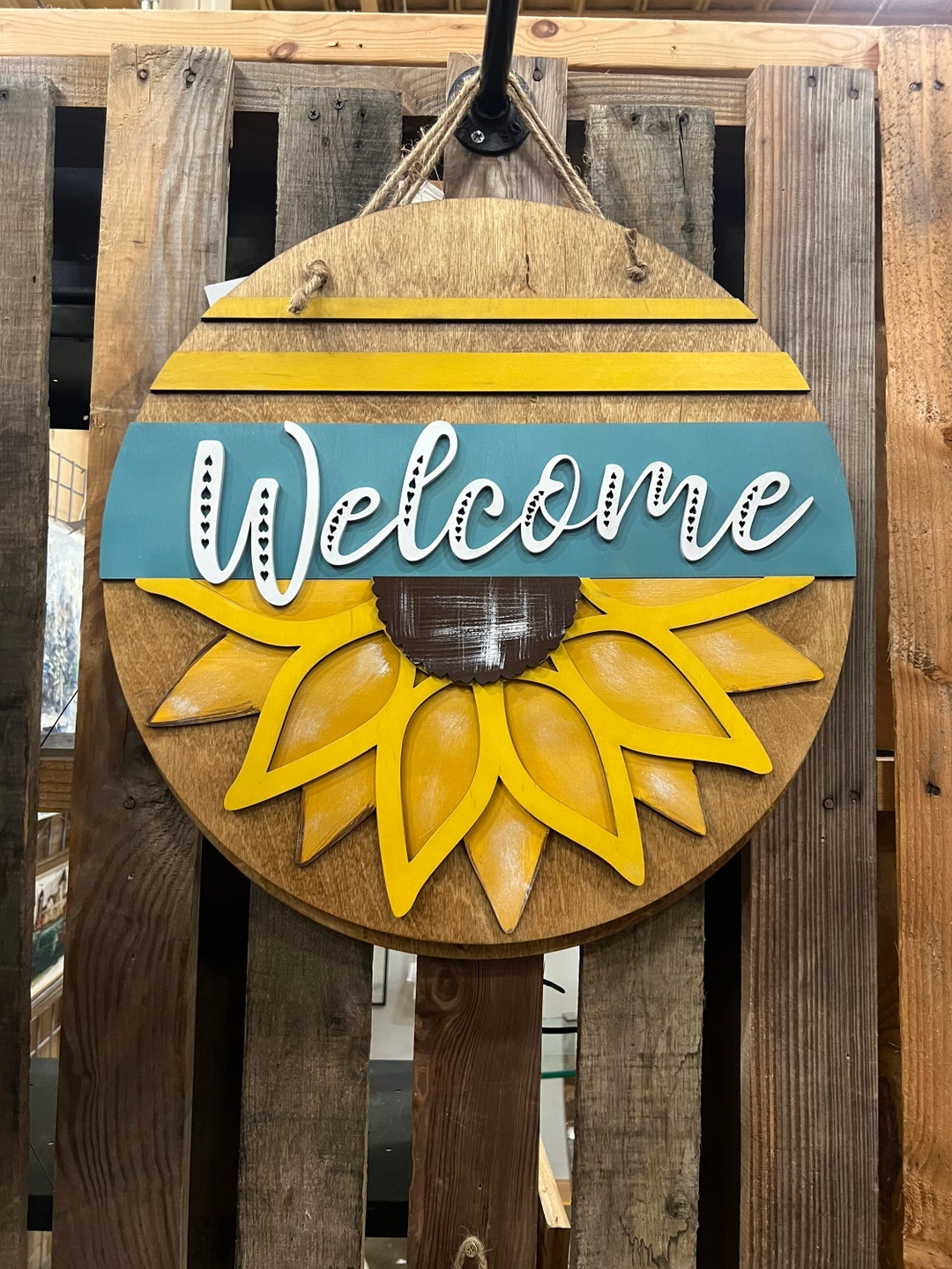 Sunflower Welcome Door Hanger - Etsy