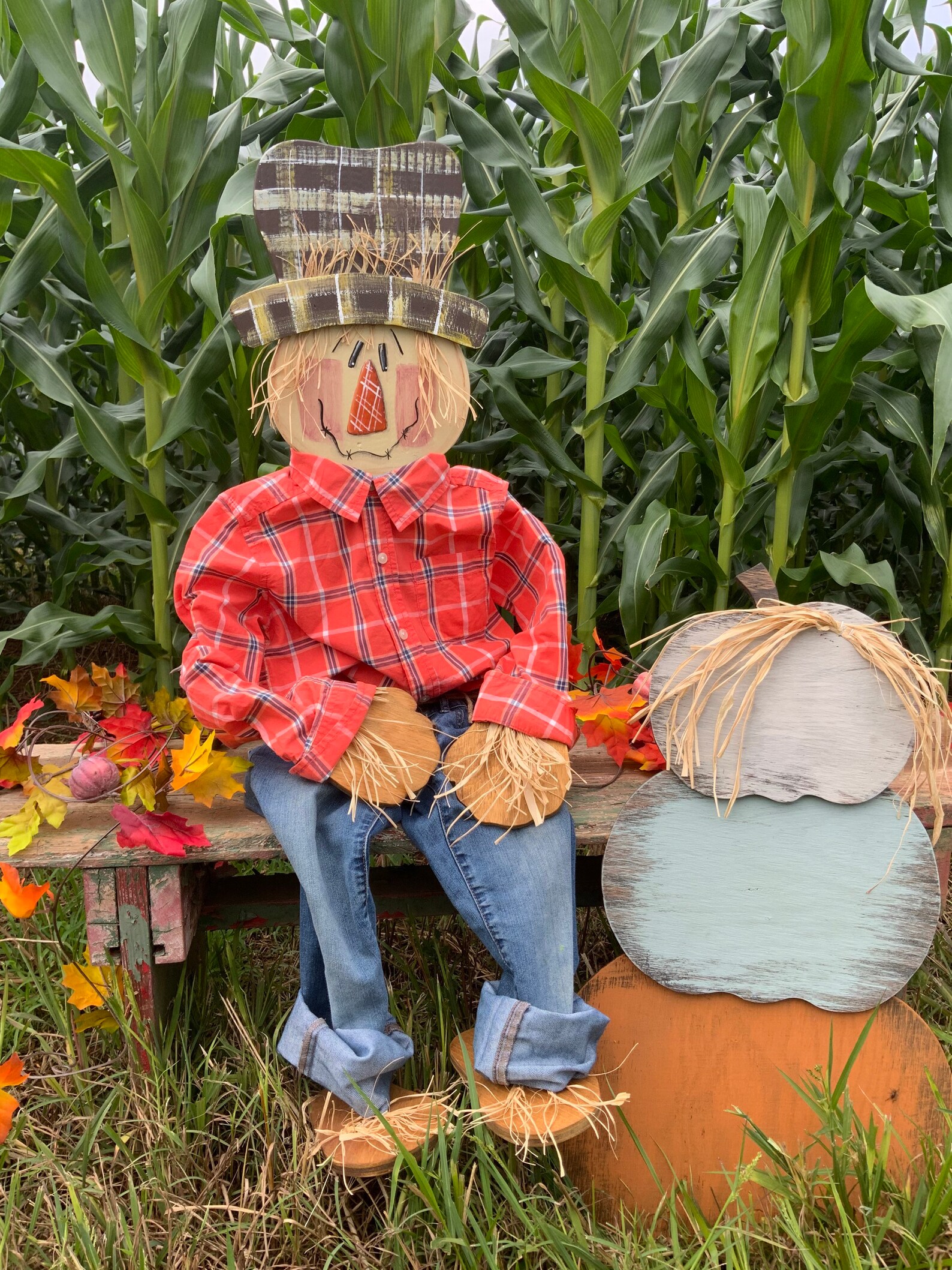 The Original Scarecrow Sitter Sitting Scarecrow Wooden Fall - Etsy