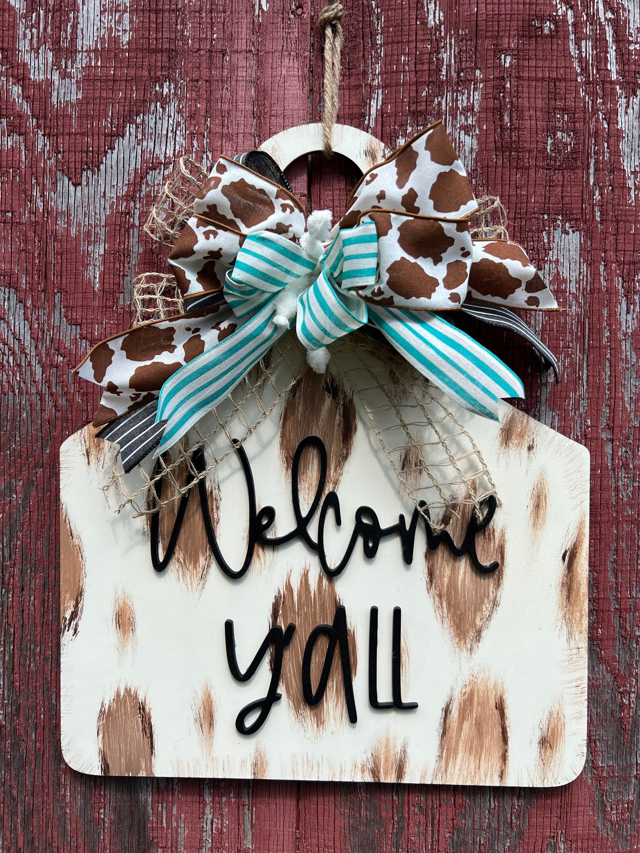 Cow Tag Shape Door Hanger Western Door Hanger Boho Door - Etsy