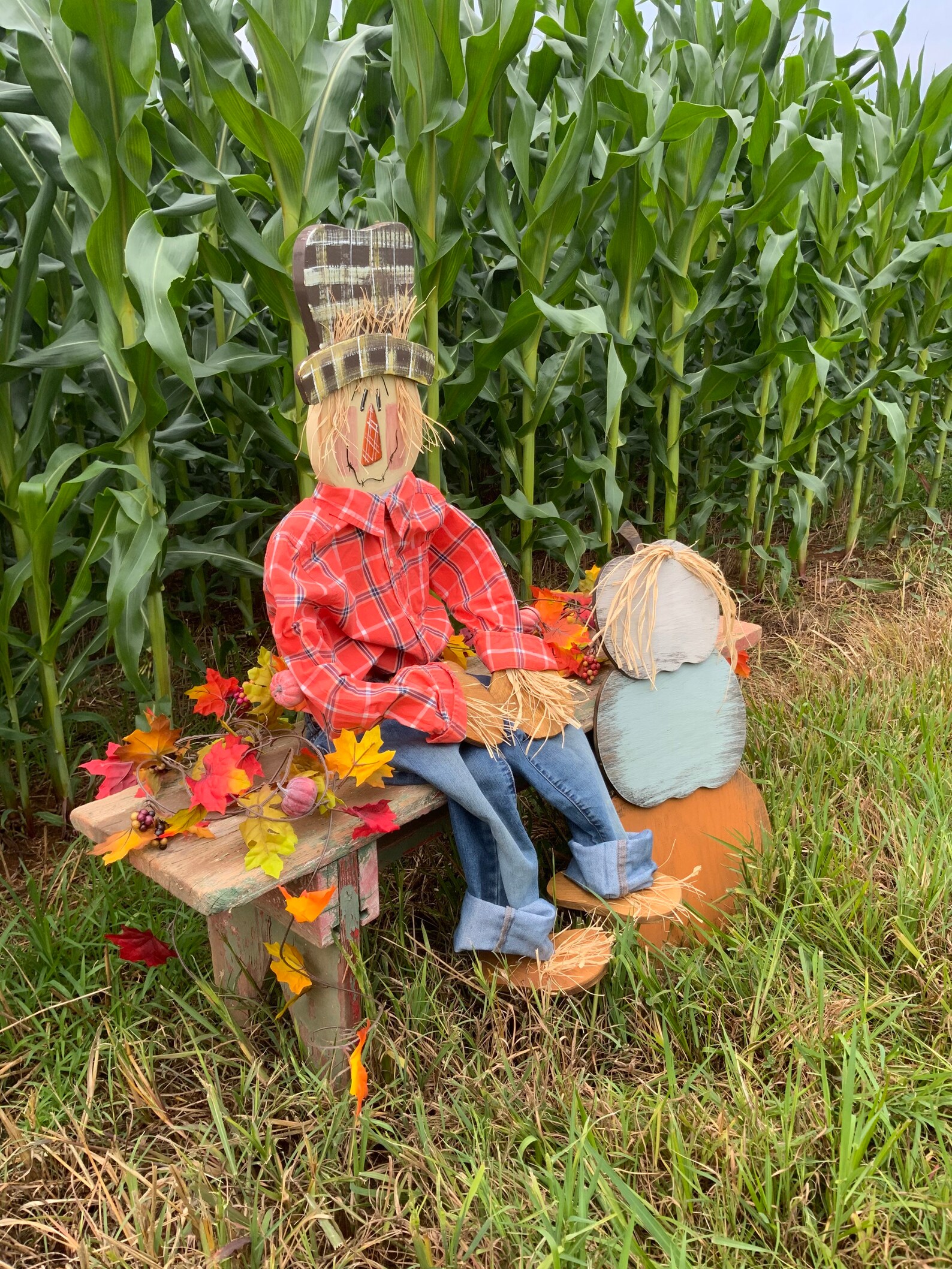 The Original Scarecrow Sitter Sitting Scarecrow Wooden Fall - Etsy