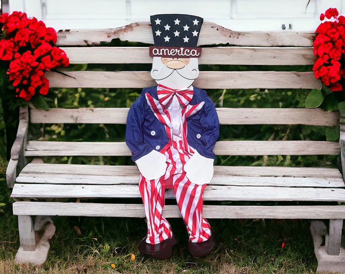 Uncle Sammy. Patriotic Porch Sitter. Posable Porch Sitter. Red White ...