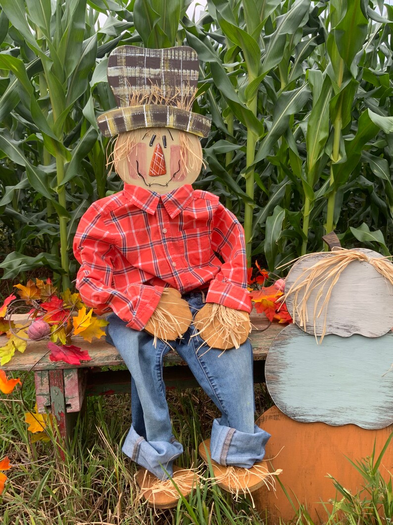 The Original Scarecrow Sitter Sitting Scarecrow Wooden Fall - Etsy