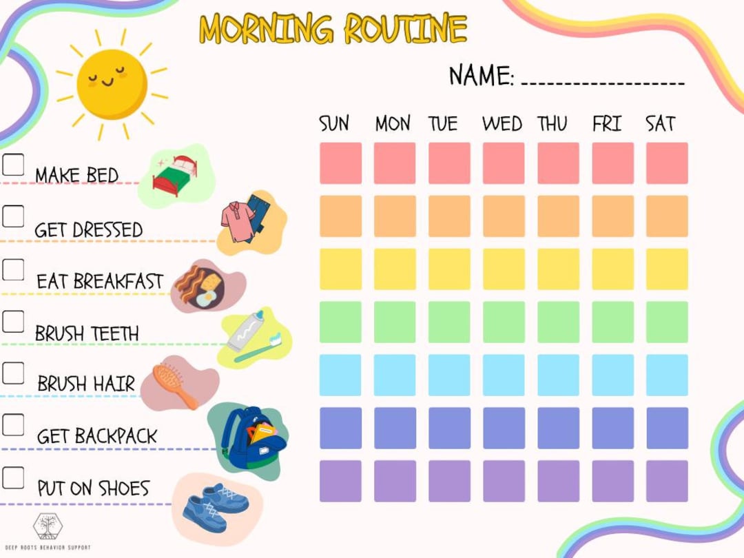 Morning Routine Checklist for Kids - Etsy