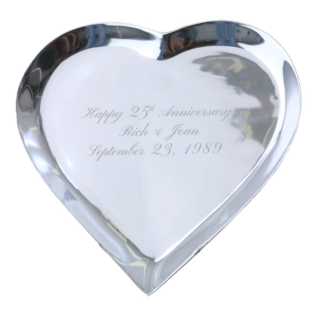 Engravable Heart Shape Pewter Platter, Personalized Serving Dish ...