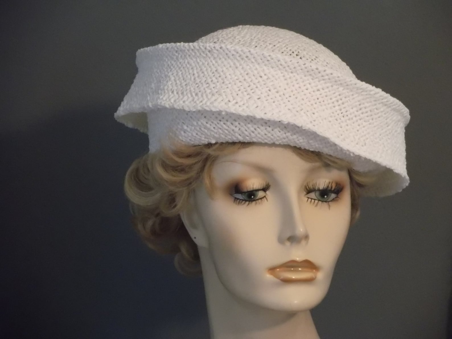 White Straw Beret Type Hat Vintage Style Hand Molded Unique | Etsy