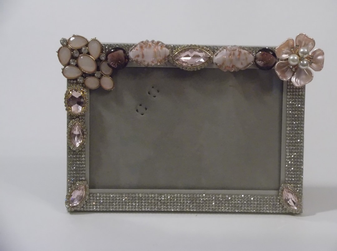 Hand Set Bejeweled Light Pink and Rhinestone Metal Picture Frame, 5 X 7 ...