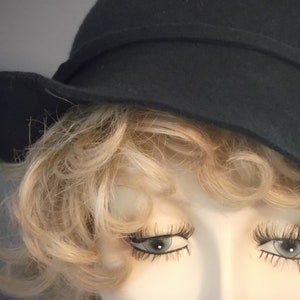 Navy Black Felt Tilt Hat, Asymmetrical Brim, Vintage 1930's 1940's ...
