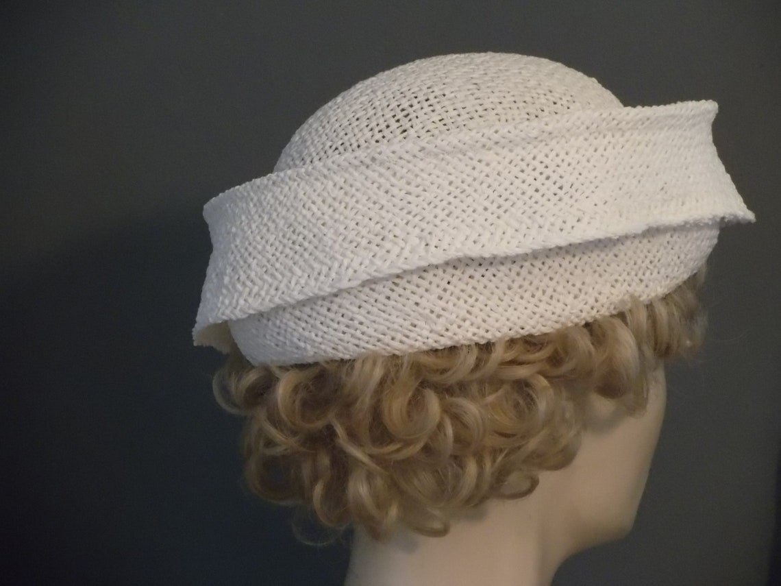 White Straw Beret Type Hat Vintage Style Hand Molded Unique - Etsy