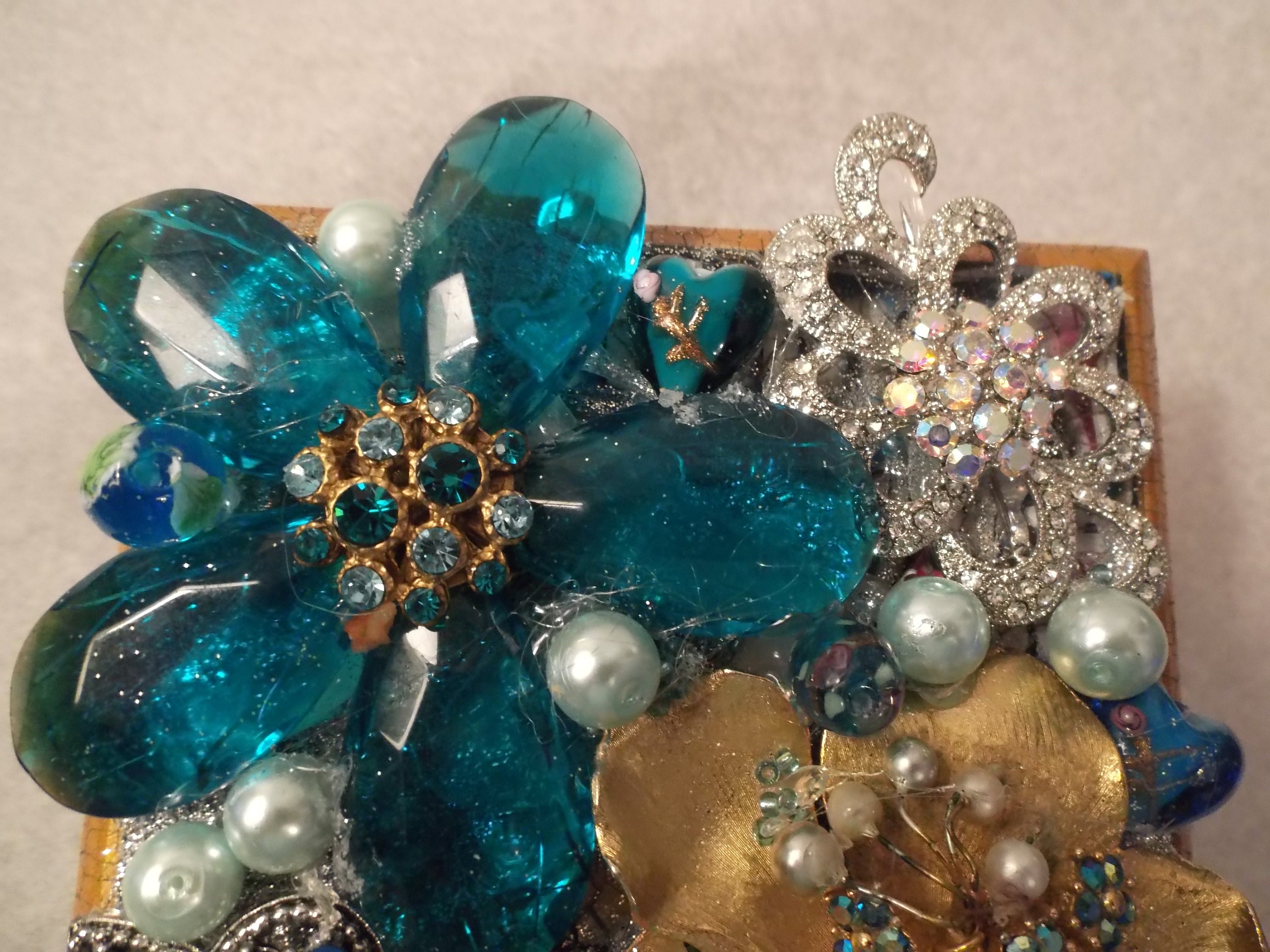 Hand Crafted Jeweled Trinket Box One of a Kind Bejeweled - Etsy