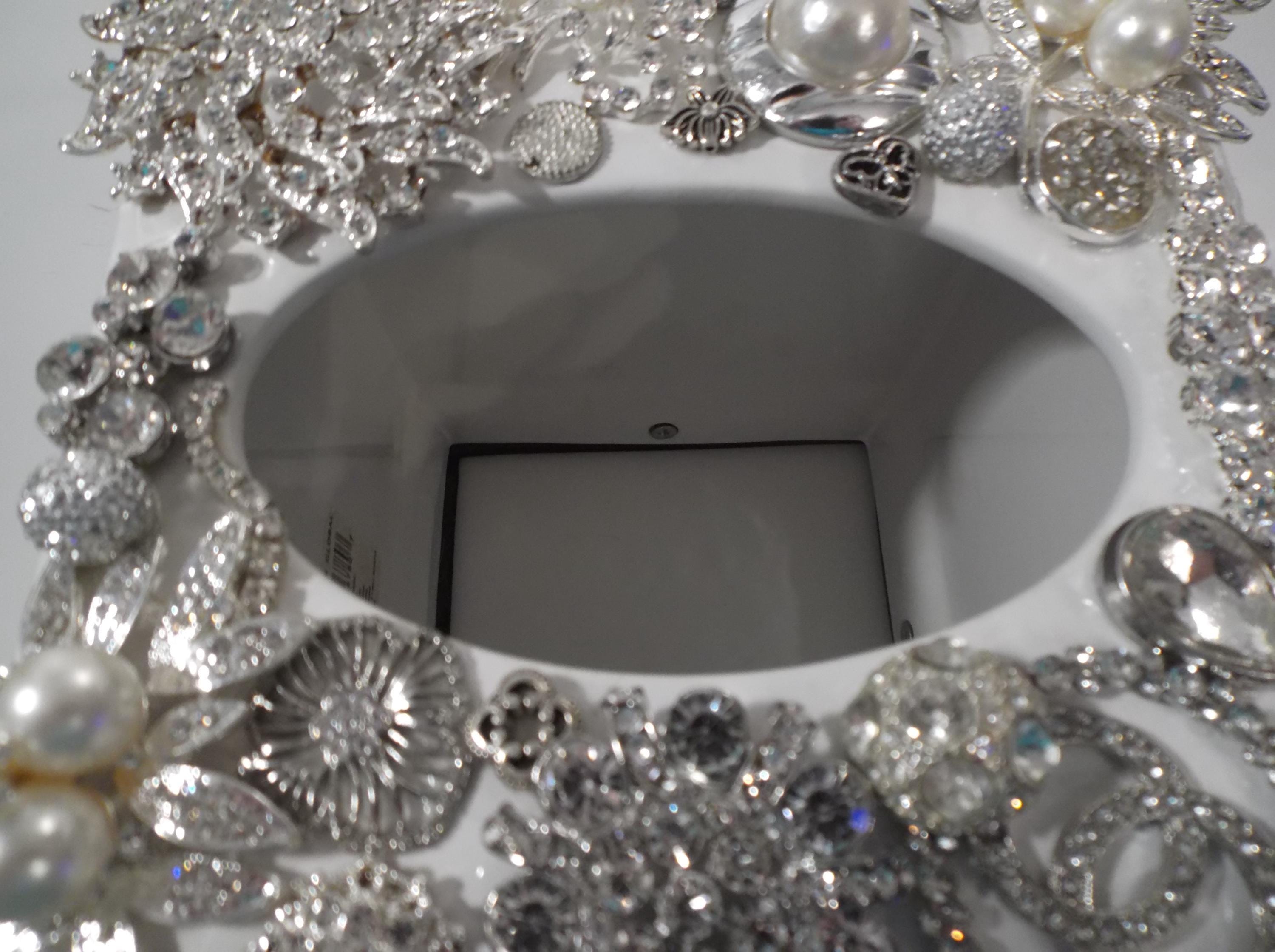 Bejeweled White Cube Tissue Box Cover, Dazzling Rhinestone and Pearl ...