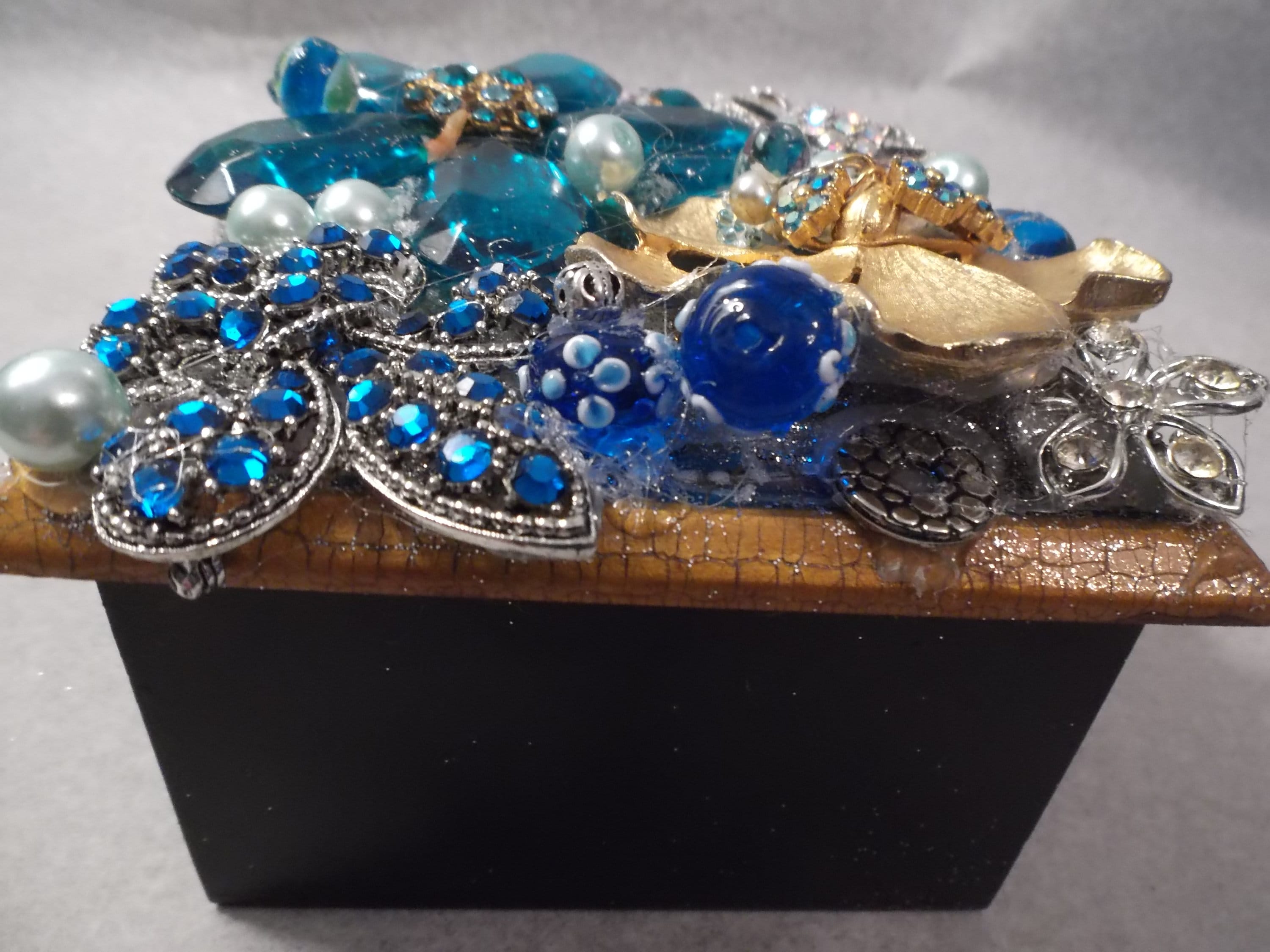 Hand Crafted Jeweled Trinket Box One of a Kind Bejeweled - Etsy