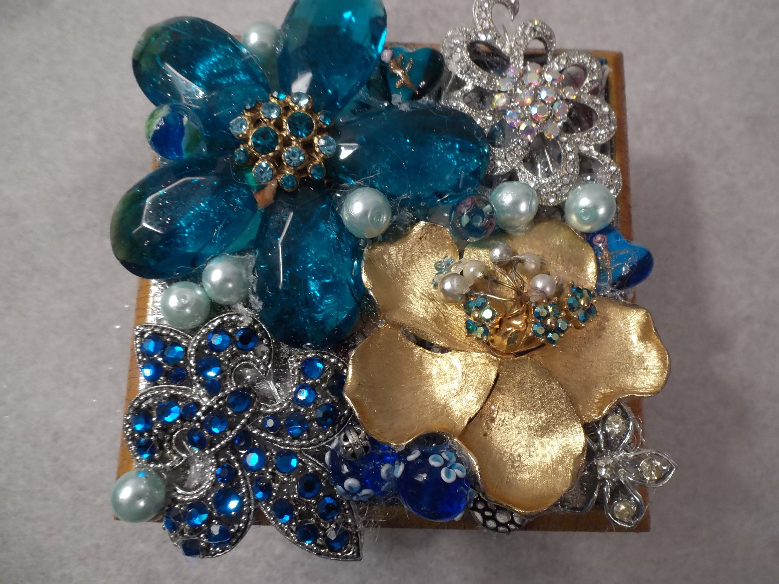 Hand Crafted Jeweled Trinket Box One of a Kind Bejeweled - Etsy