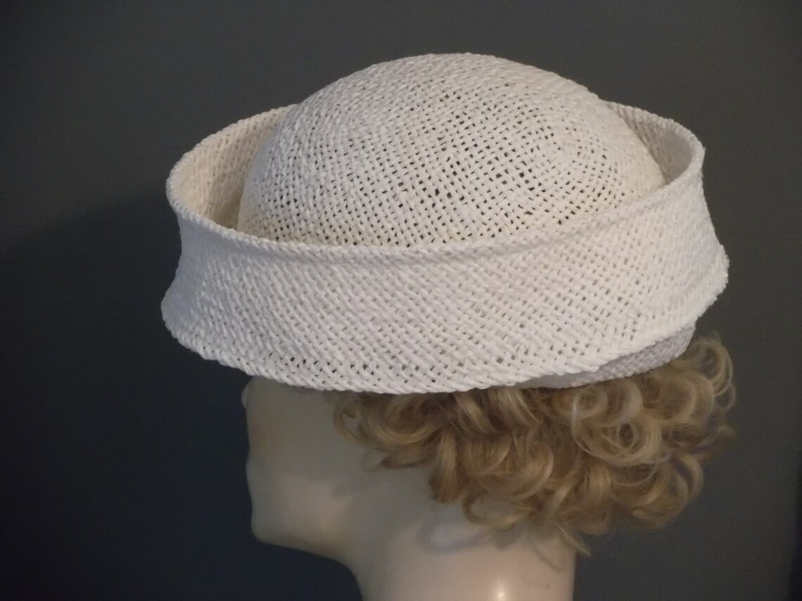 White Straw Beret Type Hat Vintage Style Hand Molded Unique | Etsy
