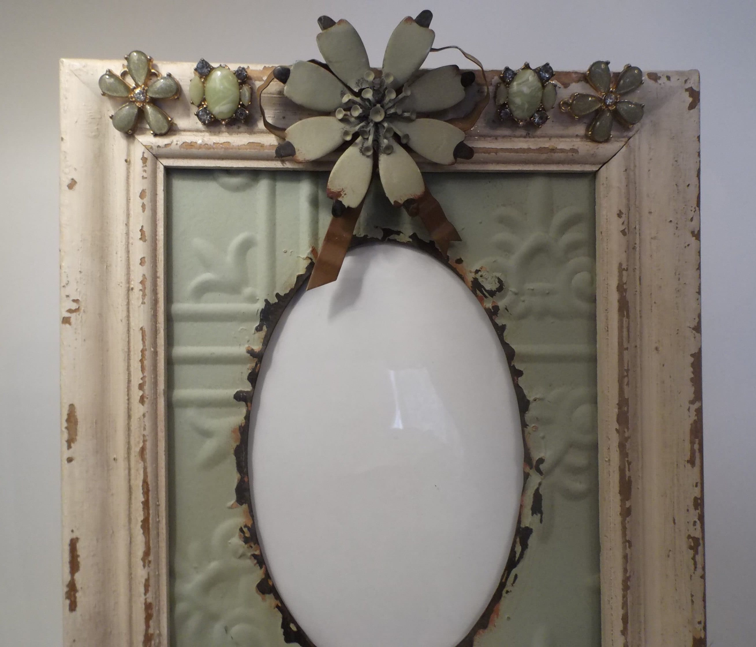 Bejeweled Shabby Chic Wood & Tin Frame, White, Sea Foam Green, 8x10, 3 ...