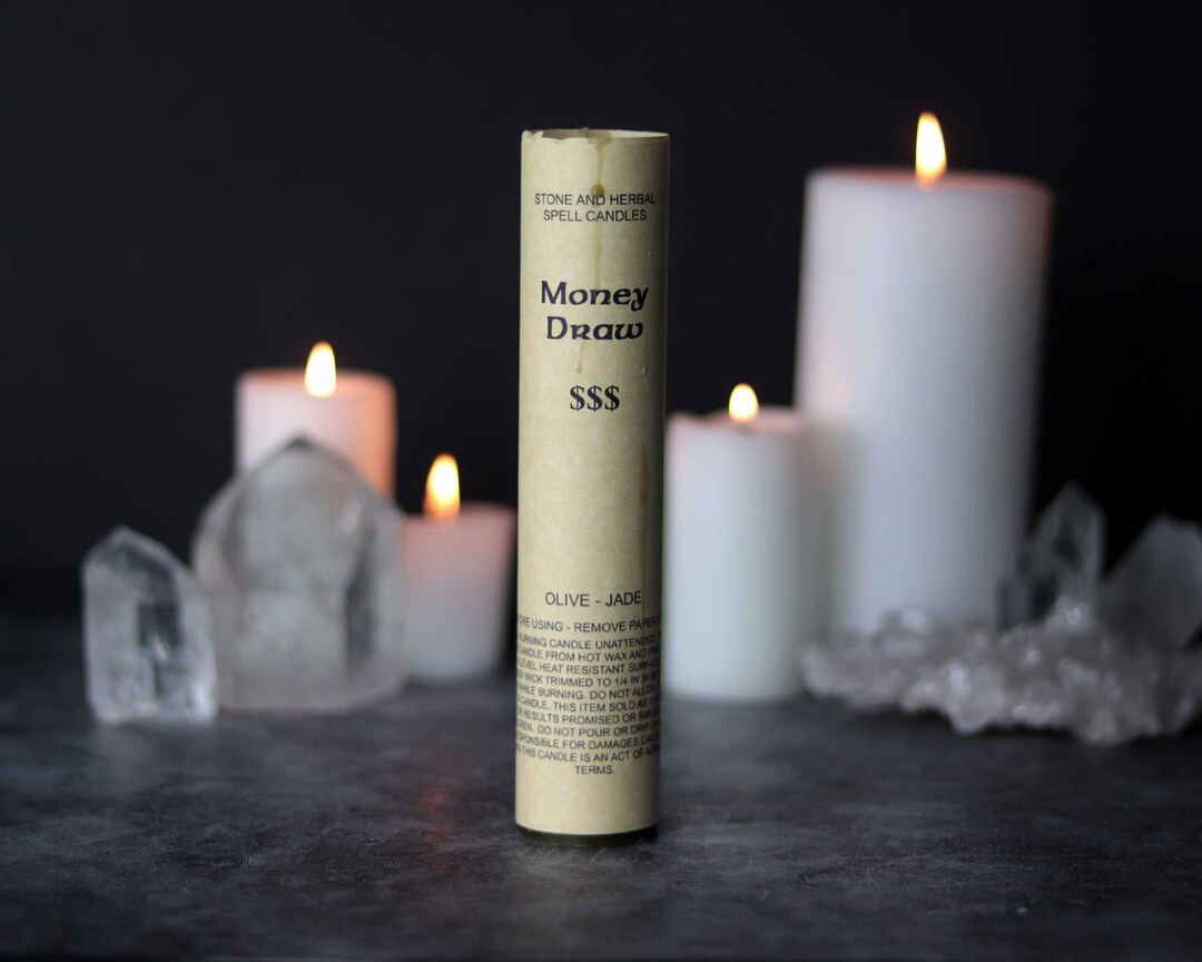 Money Draw Spell Candle With Jade - Etsy