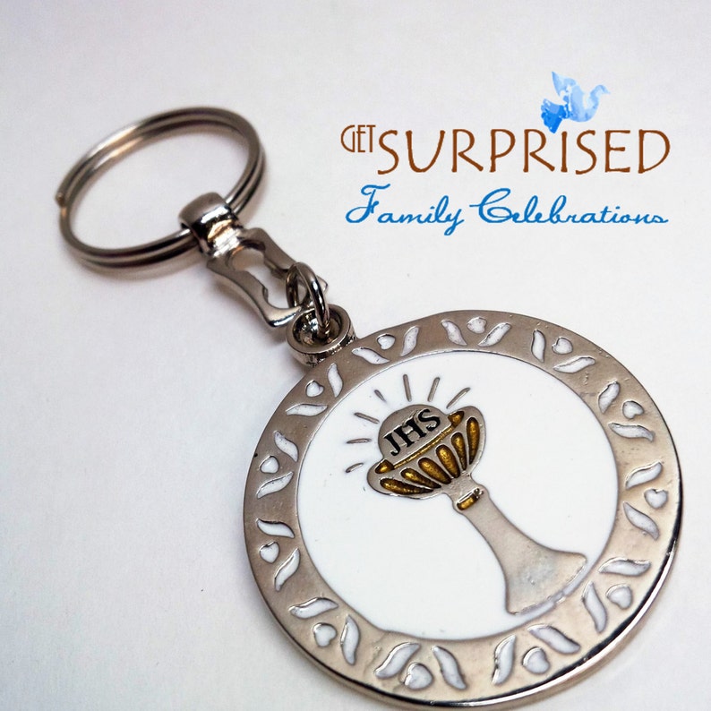 5 COMMUNION KEY RING, Fine Enamel Communion Chalice Key Chain. First ...