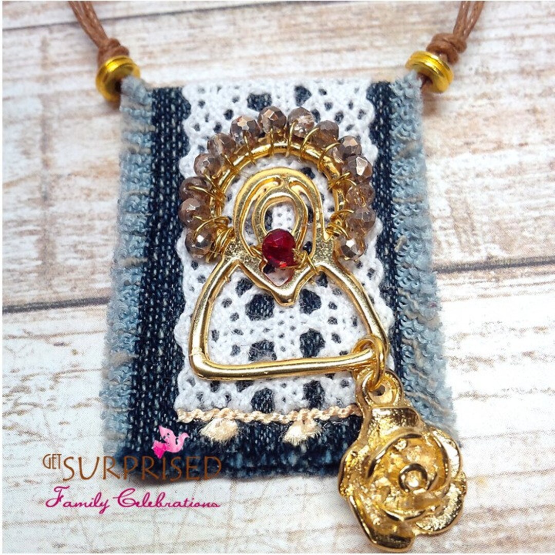 Gold Virgin Mary Scapular Necklace, Crystal Rose Medallion - Etsy