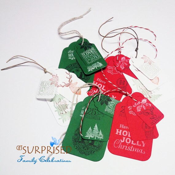 6 CHRISTMAS TAGS SETS. Rustic Gift Tags. 3 Hand Stamped Tags | Etsy