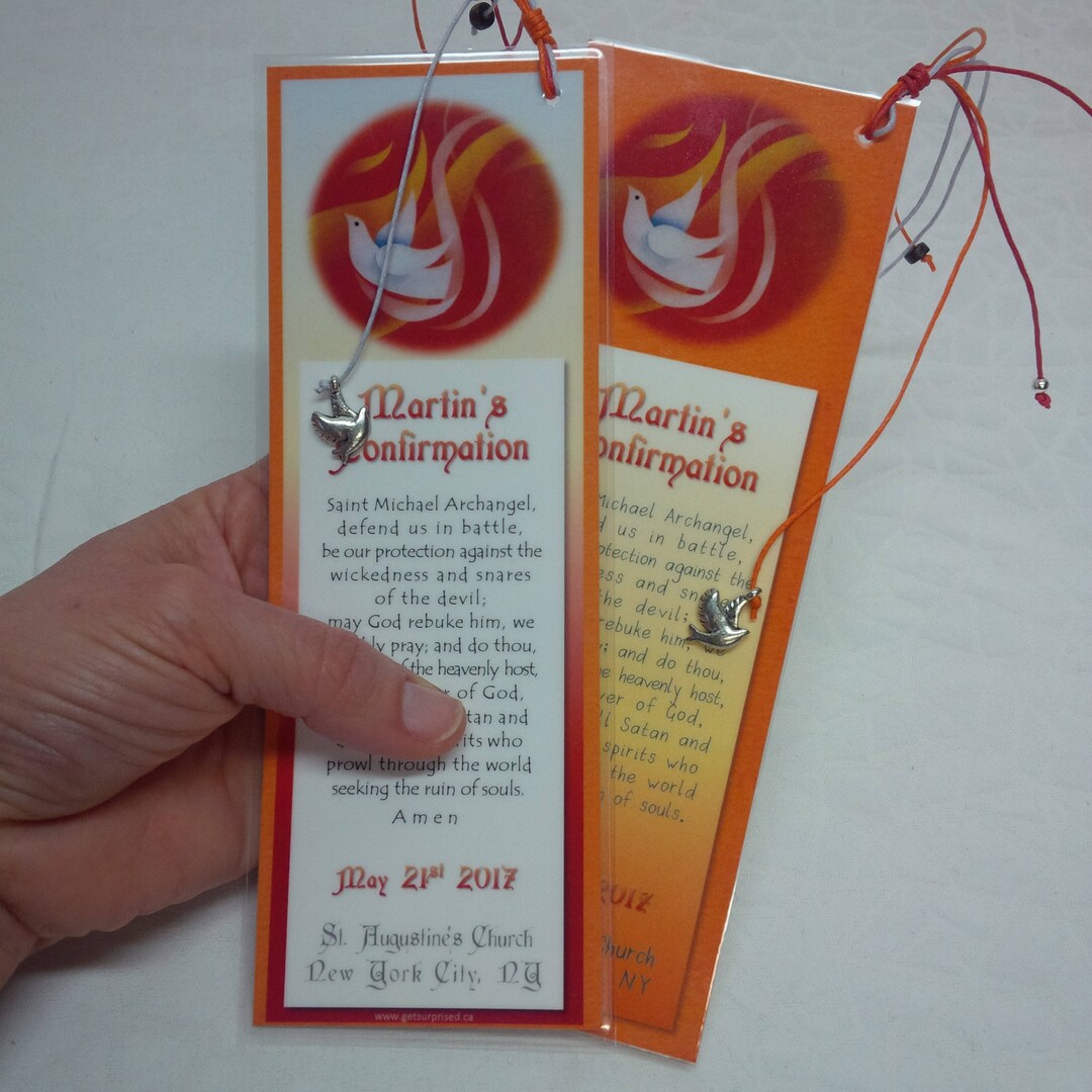 12 CONFIRMATION FIRE BOOKMARKS. Holy Spirit Prayer Cards. Bilingual ...