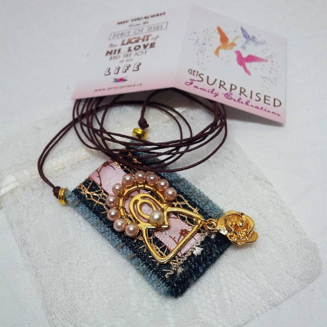 PINK PEARLS SCAPULAR. Mystical Rose, Jean & Lace Original Necklace ...