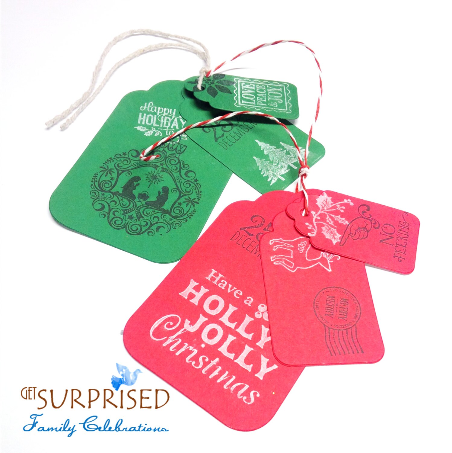 6 CHRISTMAS TAGS SETS. Rustic Gift Tags. 3 Hand Stamped Tags - Etsy
