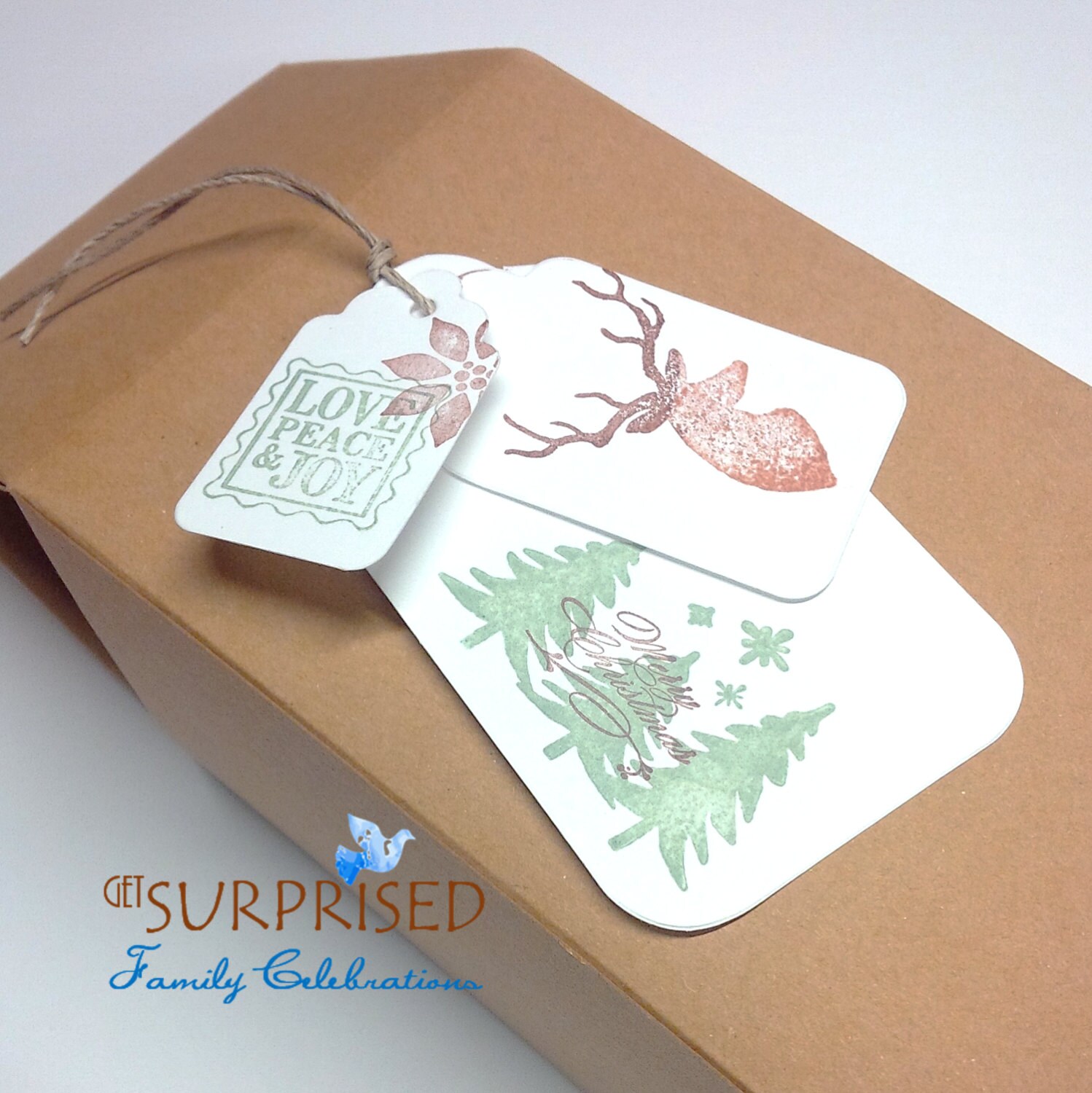6 CHRISTMAS TAGS SETS. Rustic Gift Tags. 3 Hand Stamped Tags - Etsy