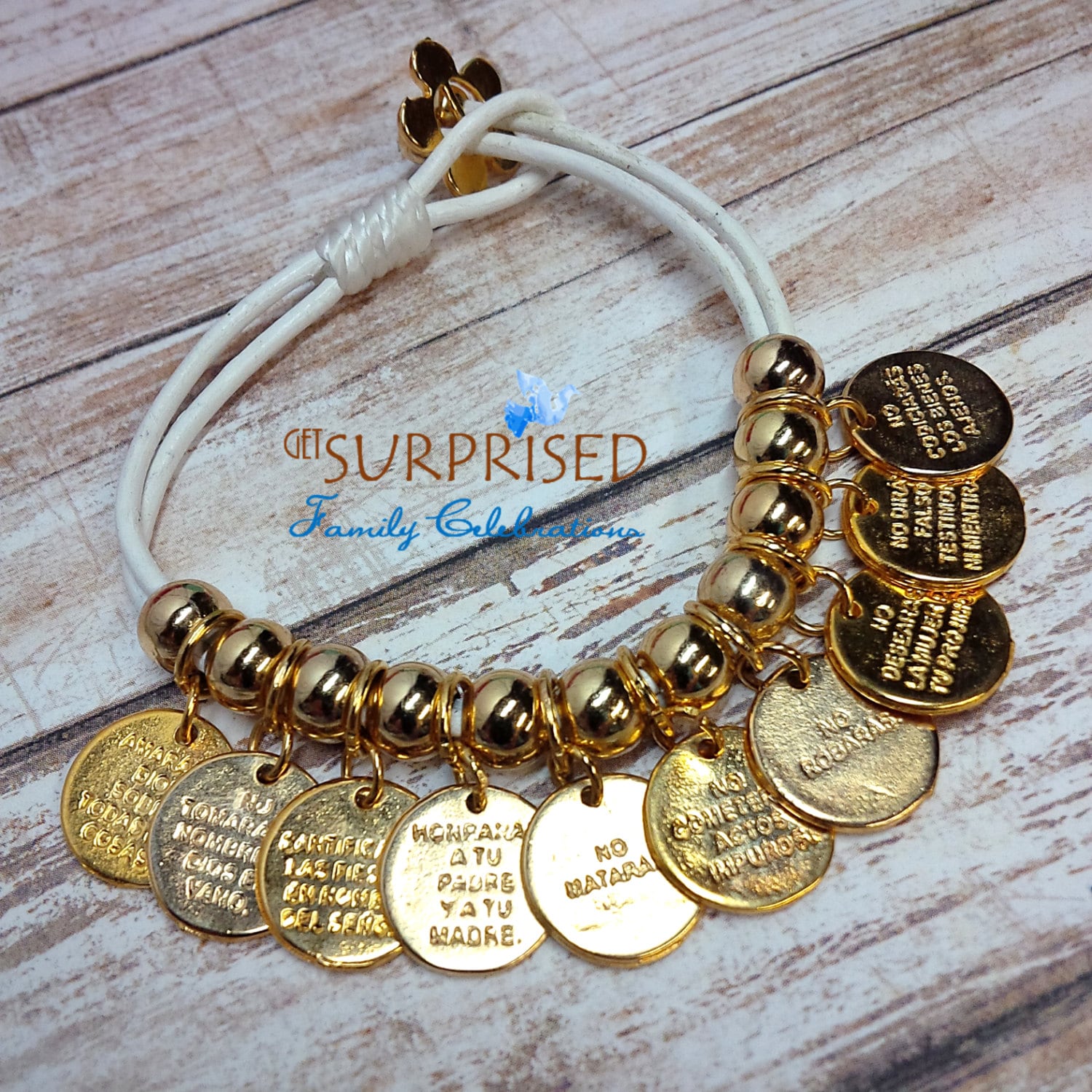 18k Gold Plated Ten Commandments Charms - Spanish, DIY Communion Gift ...