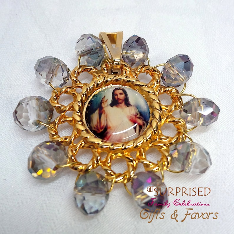 DIVINE MERCY MEDALLION, Jesus of the Divine Mercy Necklace. Gold Plated ...