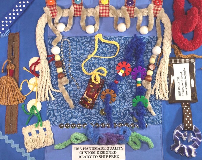 Blue Fidget Mat, Fidget Lap Blanket, Sensory Quilt, Alzheimer’s Gifts ...