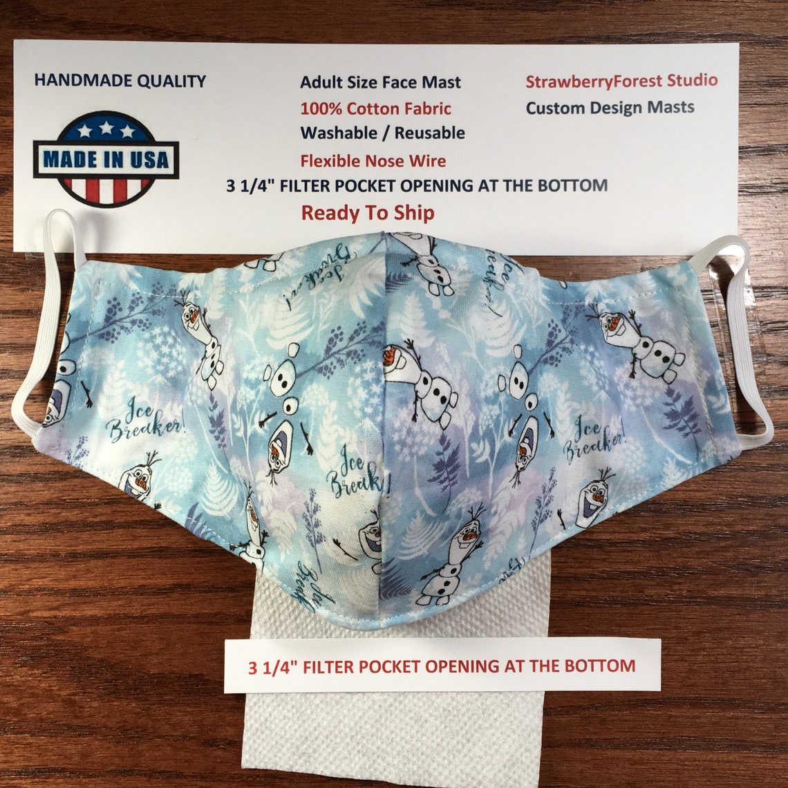 Disney Frozen 2 Olaf Face Mask Adult Face Mask Face Mask | Etsy