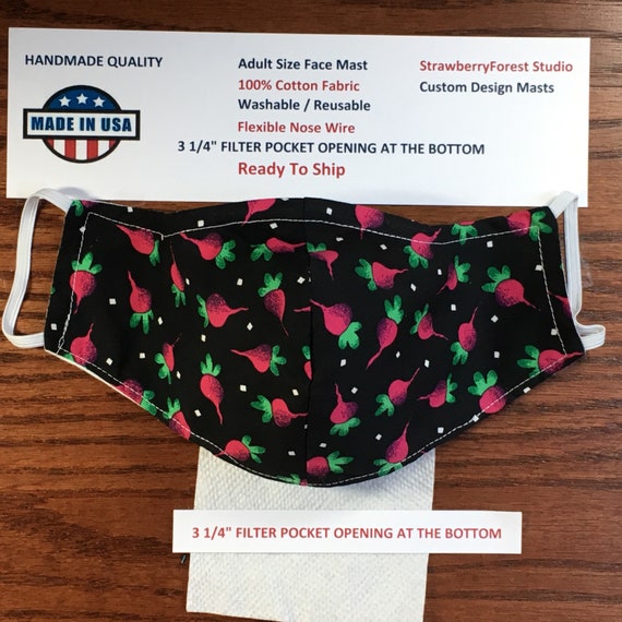 Face Mask with Filter Pocket Adult Face Mask Face Mask with | Etsy