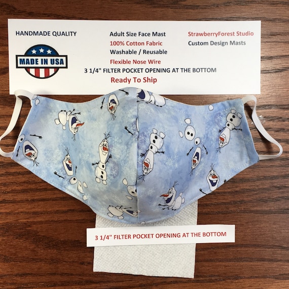 Disney Frozen 2 Olaf Face Mask Adult Face Mask Face Mask | Etsy
