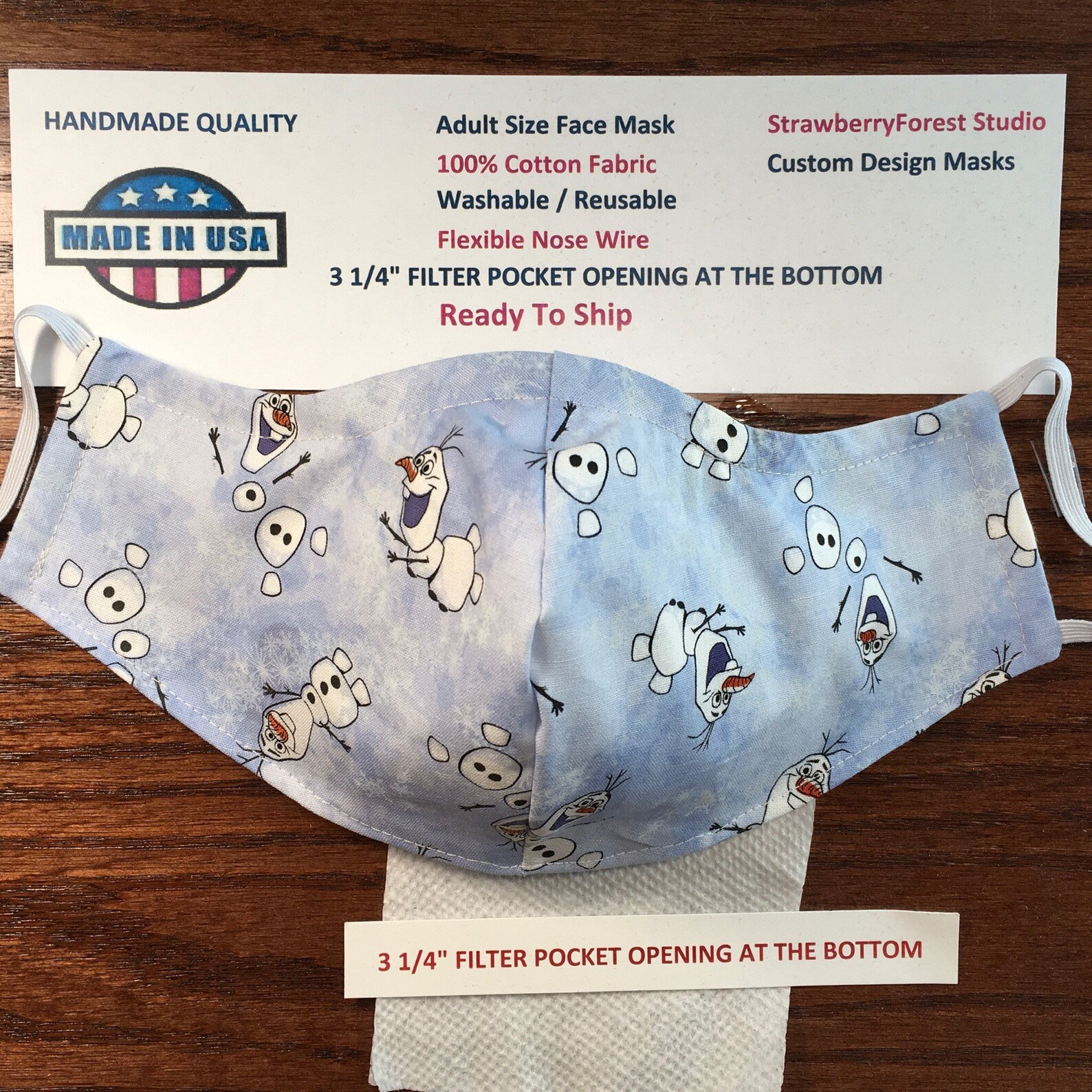 Disney Frozen 2 Olaf Face Mask Adult Face Mask Face Mask | Etsy