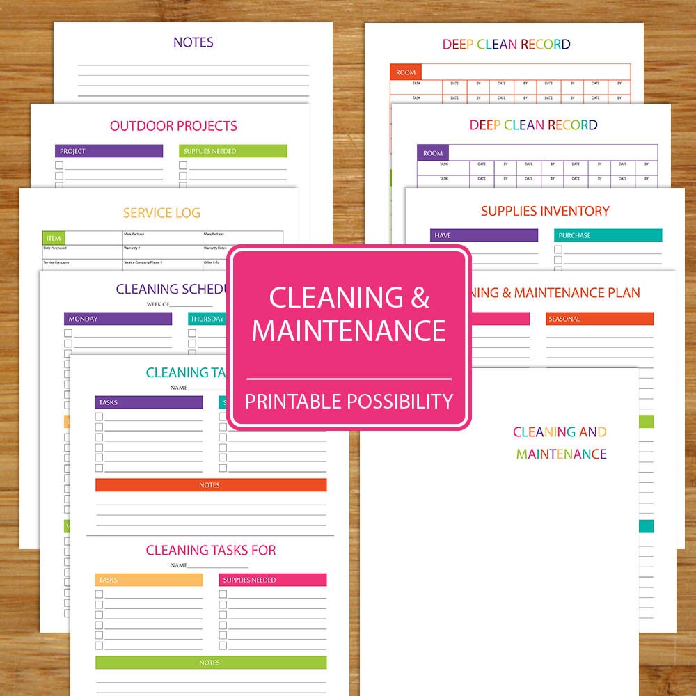 Cleaning and Home Maintenance Packet Printable Cleaning Set - Etsy