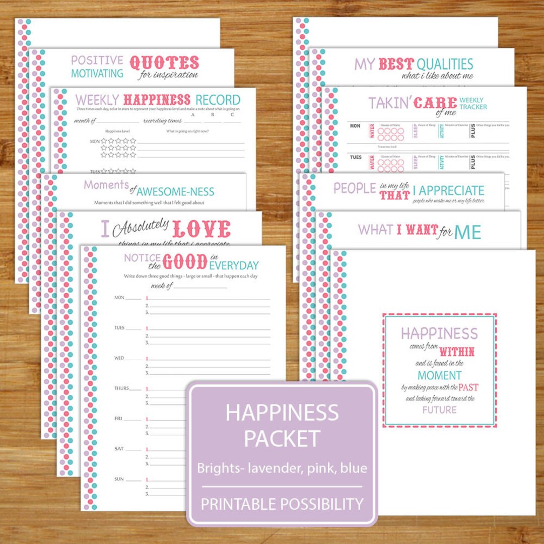 Happiness Worksheet Printables Brights 12 Pages 8.5x11 Inch Printable ...