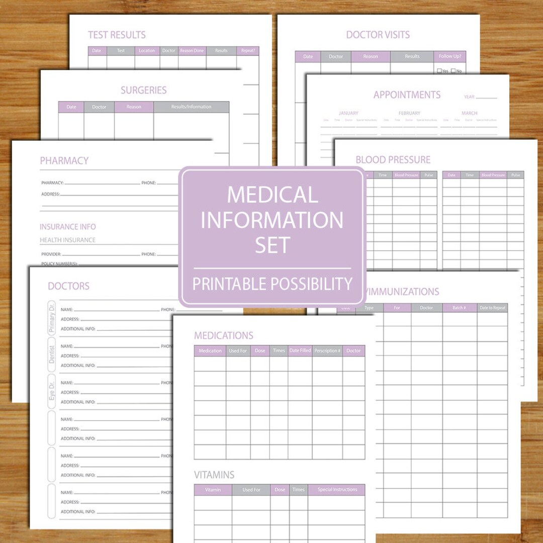 Medical Information Packet Printable - Etsy