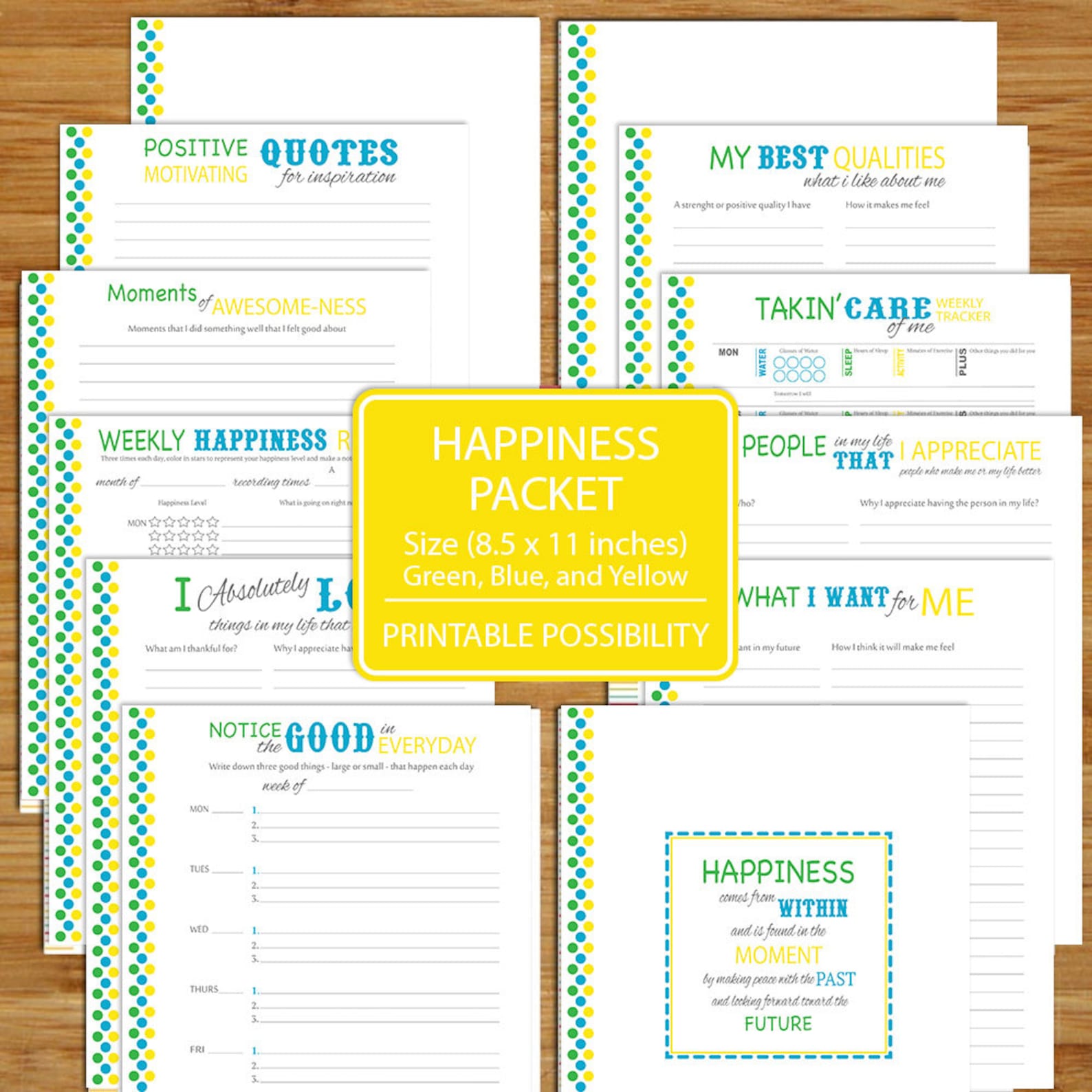 Happiness Worksheet Printables 12 Pages 8.5x11 Inch Printable Digital ...