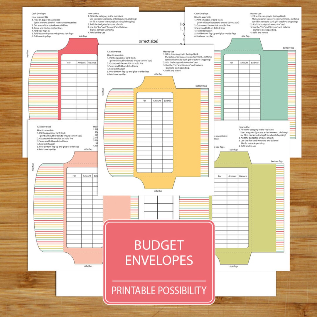 Cash Envelopes Set of 5 Printable Budget Envelopes Budgeting Envelopes ...