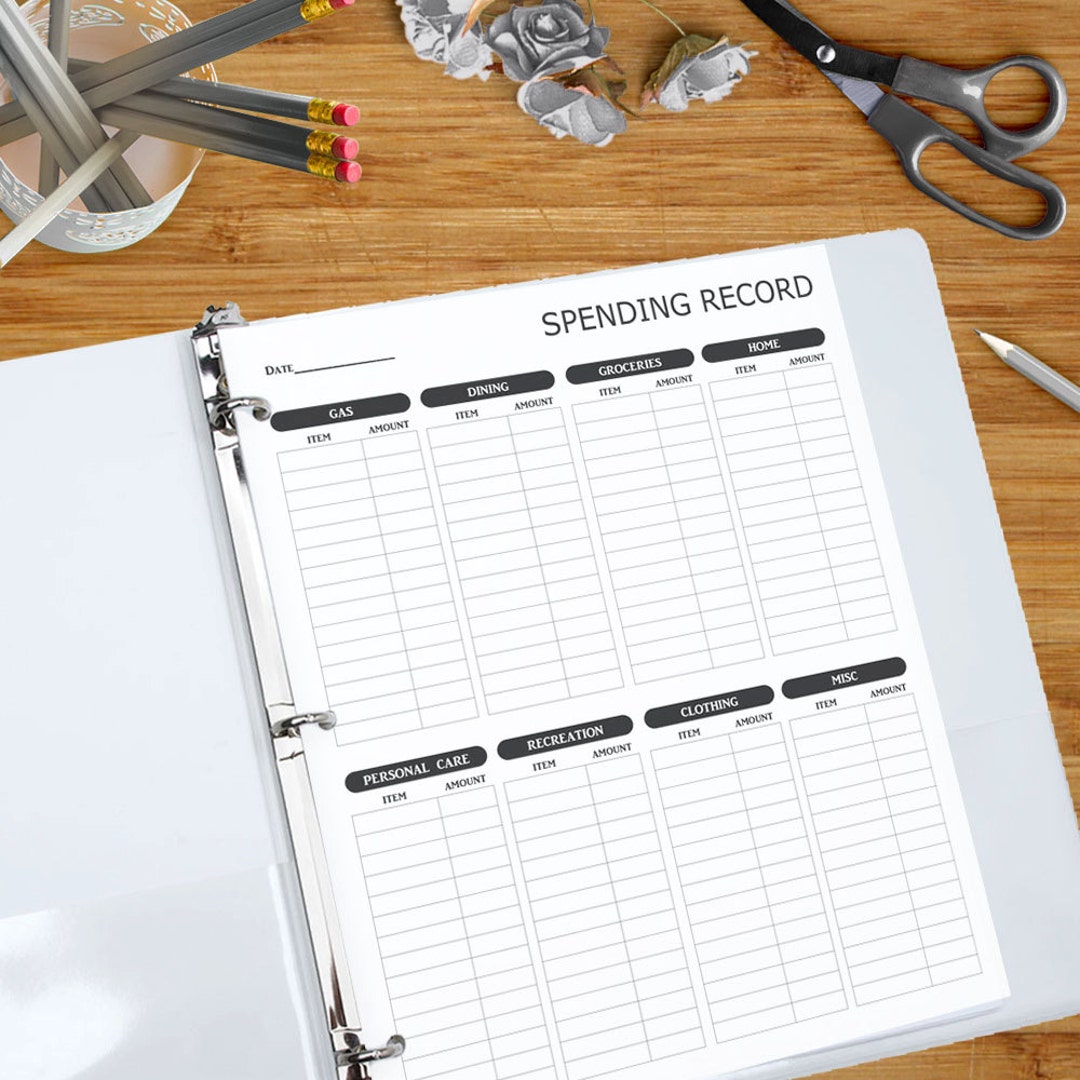 Spending Record Printable Spending Tracker Expense Log, Spending ...