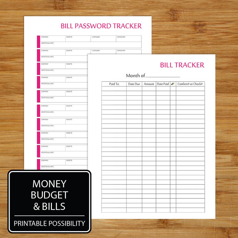 Money Budget and Bills Planner in Pink 8.5 by 11 Inches Financial ...