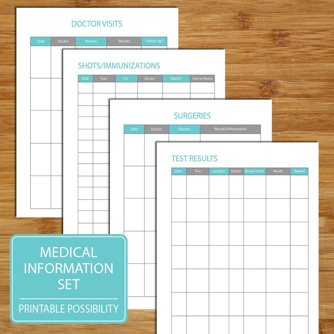 Medical Information Packet Printable Set to Track Your - Etsy
