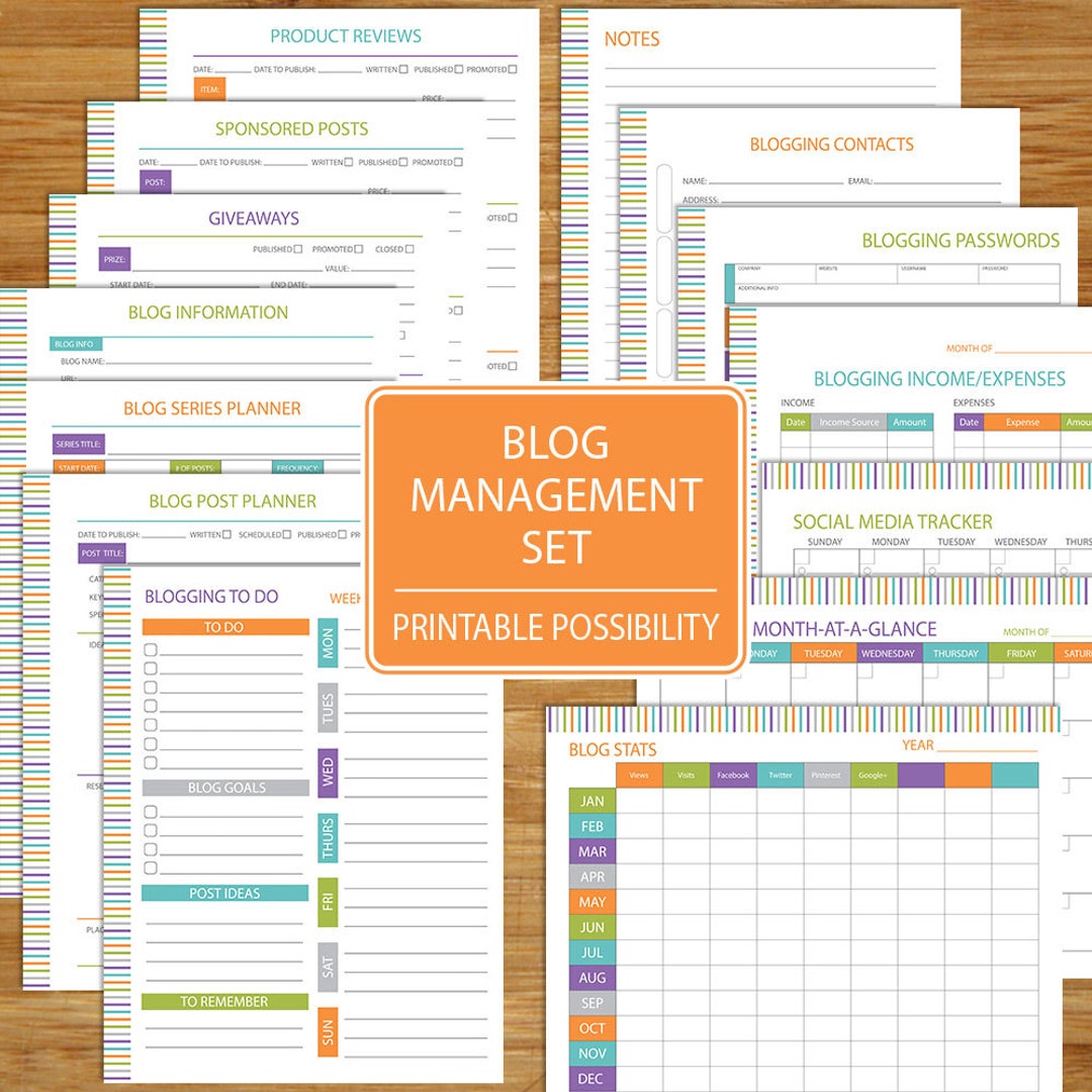 Blog Management and Planner Set Track Your Blog Income, Expenses ...
