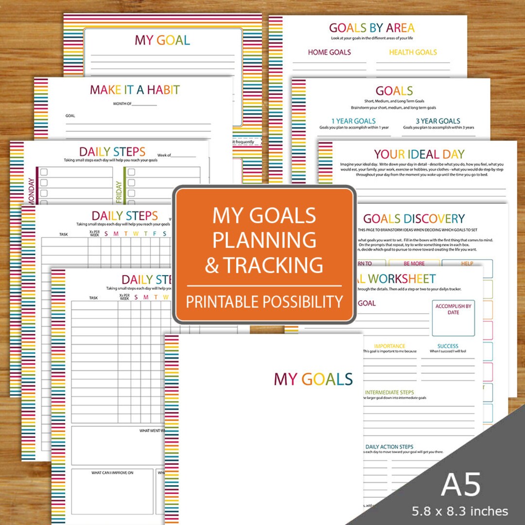 Goal Planning and Tracking Worksheet Printable 11 Pages - Etsy