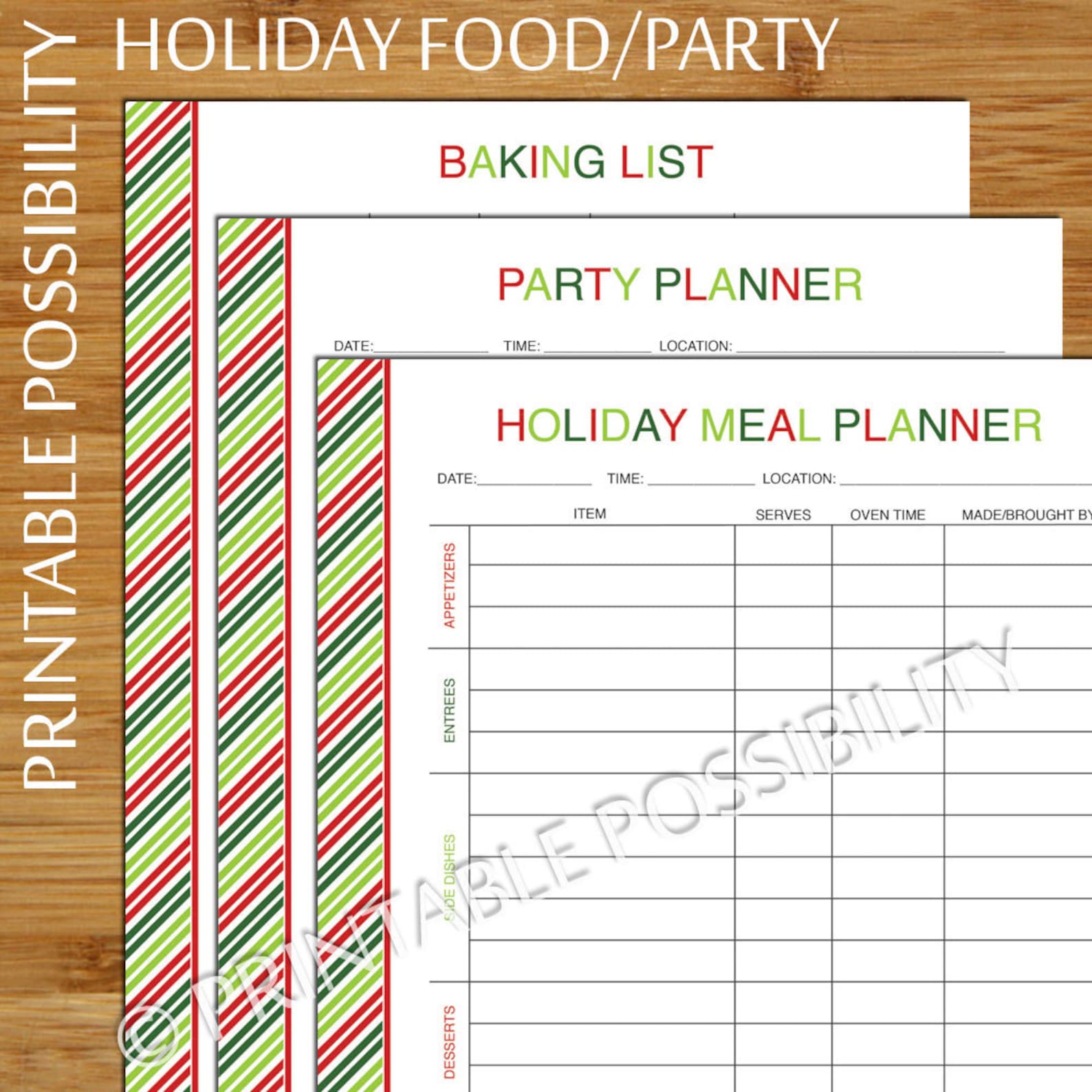 Holiday Baking and Party Printable Planner Set Christmas Baking List ...