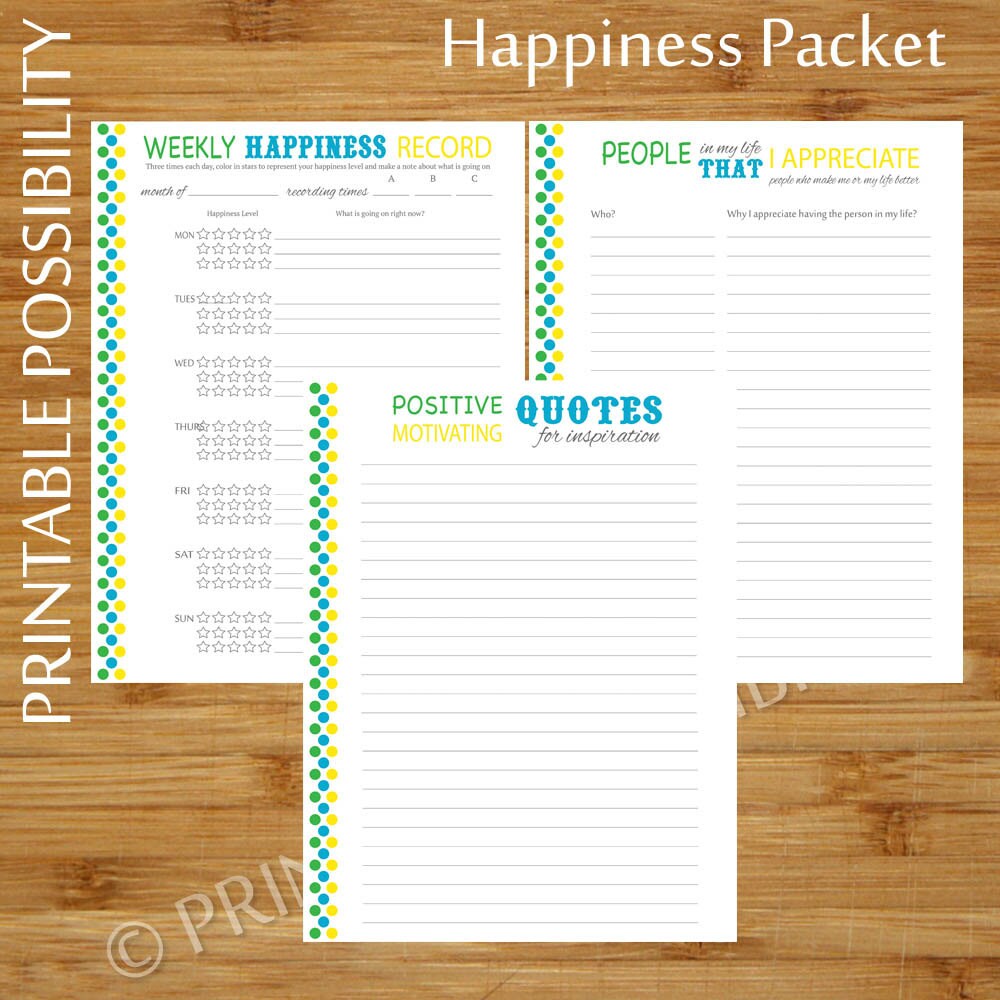Happiness Worksheet Printables 12 Pages 8.5x11 Inch Printable Digital ...