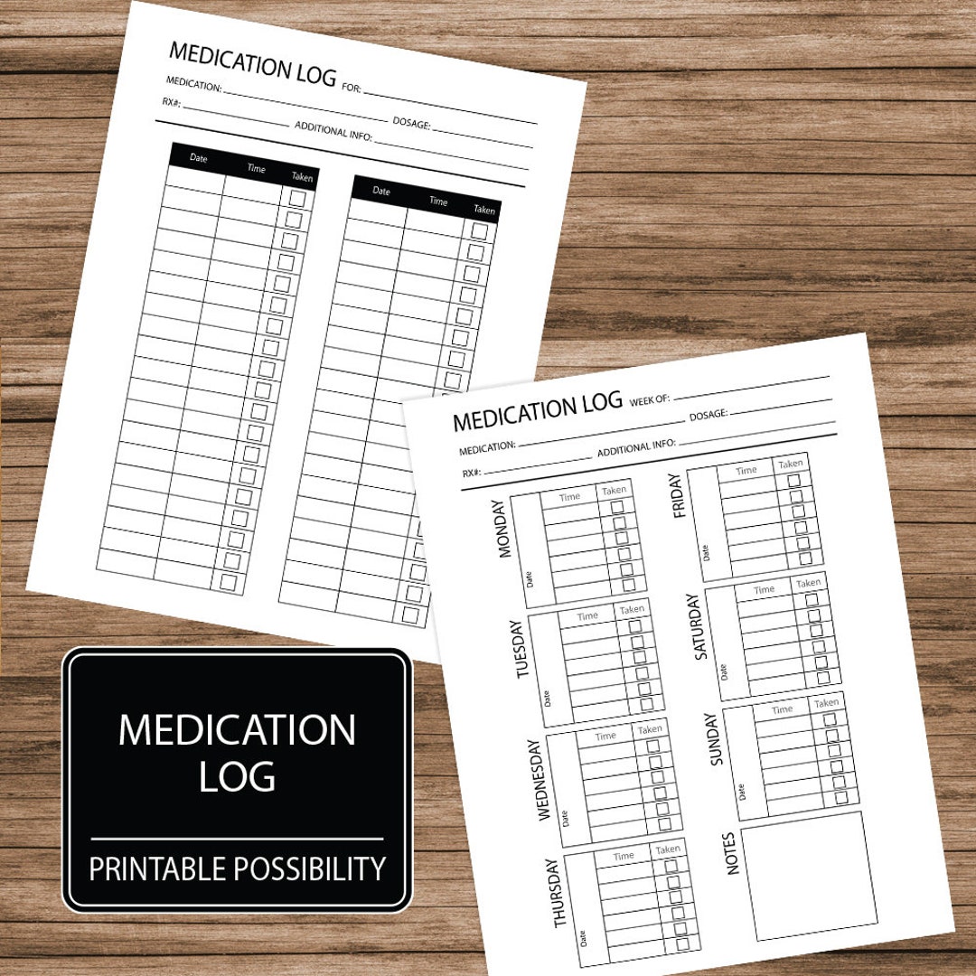 Medication Log Printable Page to Track Medication Dosage Dosage Log ...